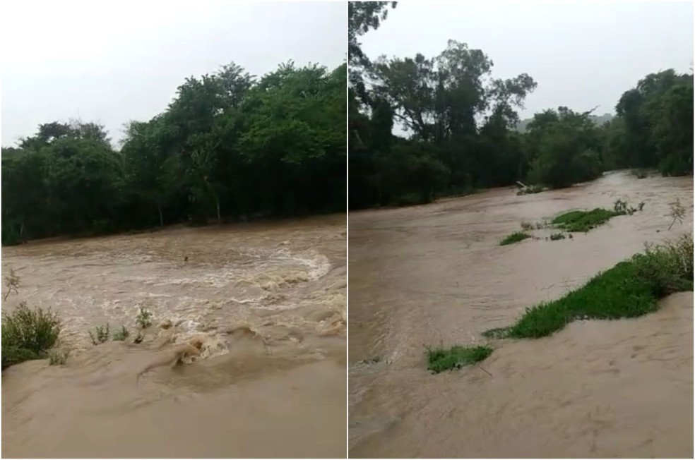 Guareí (SP) Rio Jacob Barro, transbordou devido ao alto volume de chuva ...